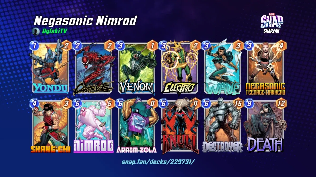 Negasonic Nimrod by DylskiTV - Marvel Snap Decks - snap.fan