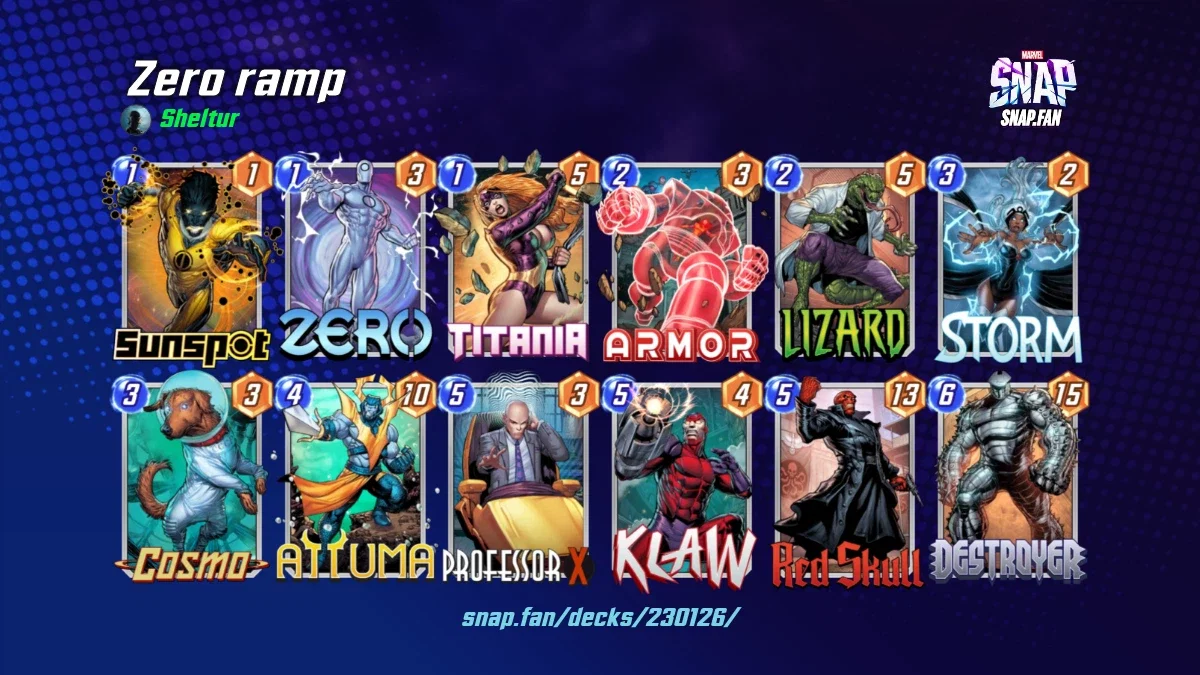 Zero ramp by Sheltur - Marvel Snap Decks - snap.fan
