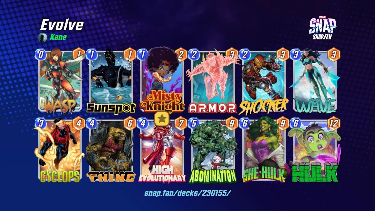 Evolve by Kane - Marvel Snap Decks - snap.fan