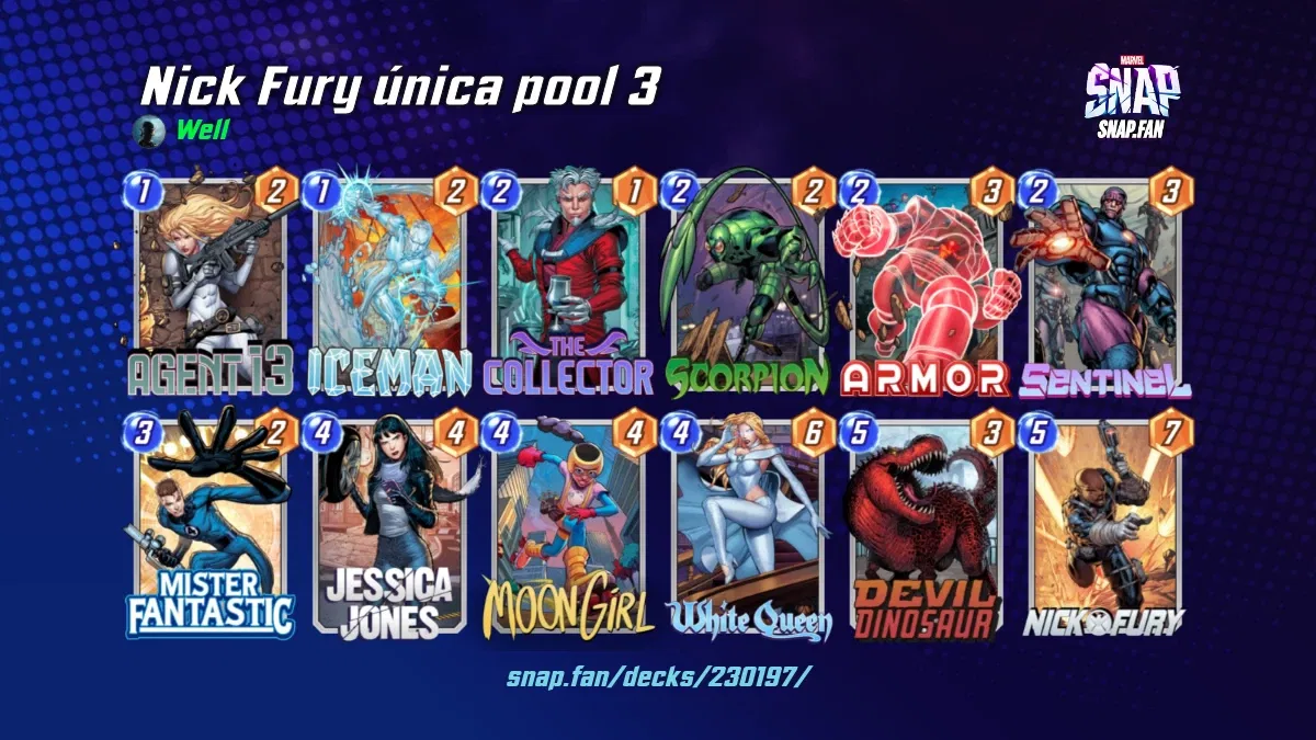 Nick Fury única pool 3 by Well - Marvel Snap Decks - snap.fan
