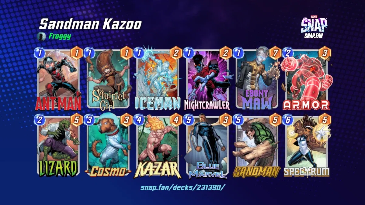 Sandman Kazoo by Froggy - Marvel Snap Decks - snap.fan