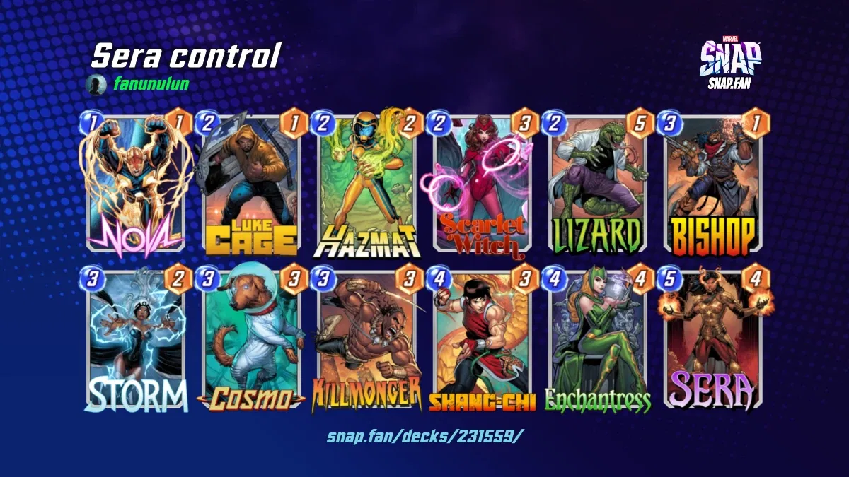 Sera control by fanunulun - Marvel Snap Decks - snap.fan