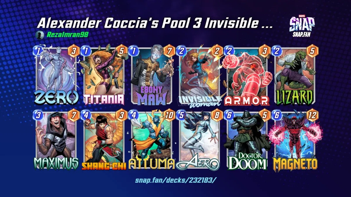 Alexander Coccia's Pool 3 Invisible Aggro by RezaImran98 - Marvel Snap ...
