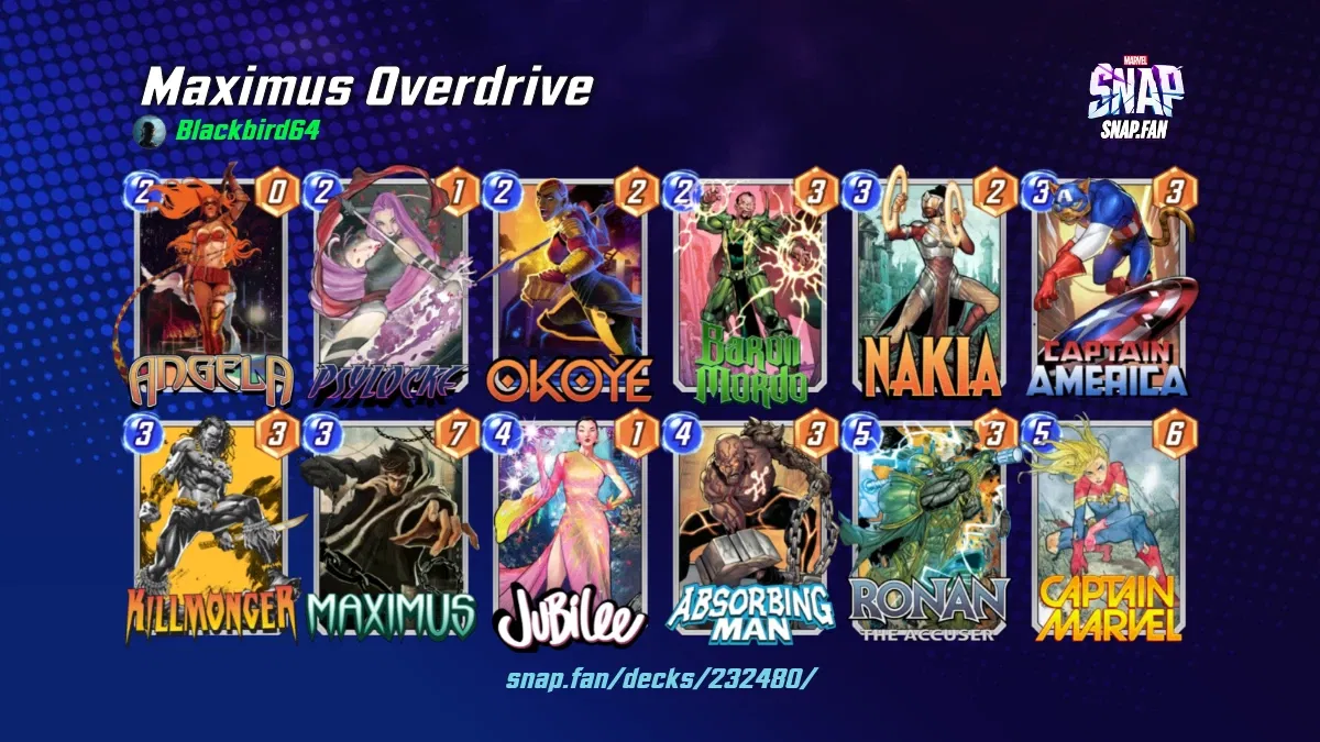Maximus Overdrive by Blackbird64 - Marvel Snap Decks - snap.fan