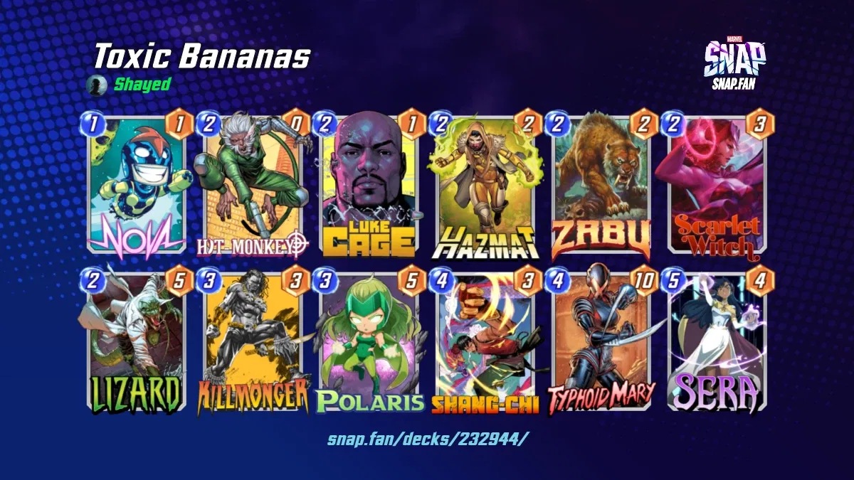 Toxic Bananas by Shayed - Marvel Snap Decks - snap.fan