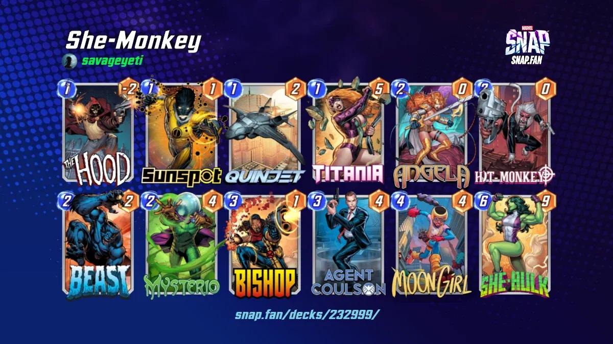 She-Monkey by savageyeti - Marvel Snap Decks - snap.fan