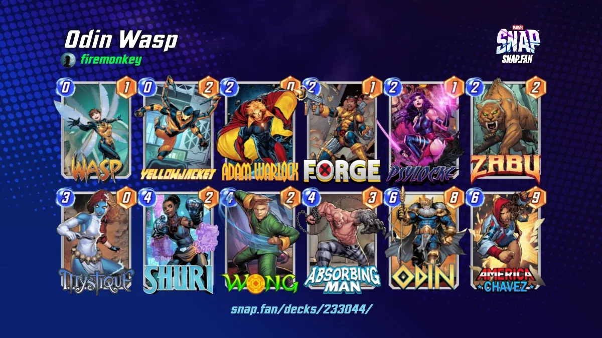 Odin Wasp by firemonkey - Marvel Snap Decks - snap.fan