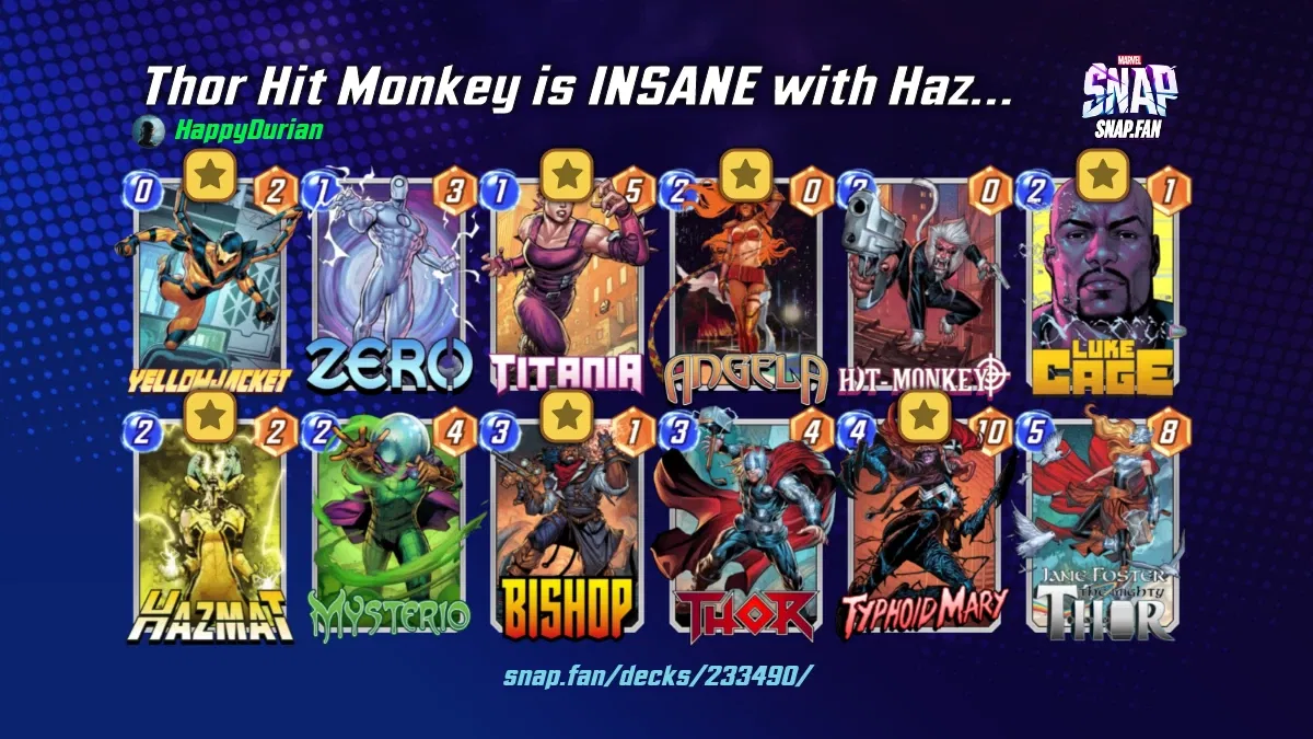 Thor Hit Monkey is INSANE with Hazmat Combo! | Hit Monkey Deck! by HappyDurian - Marvel Snap ...