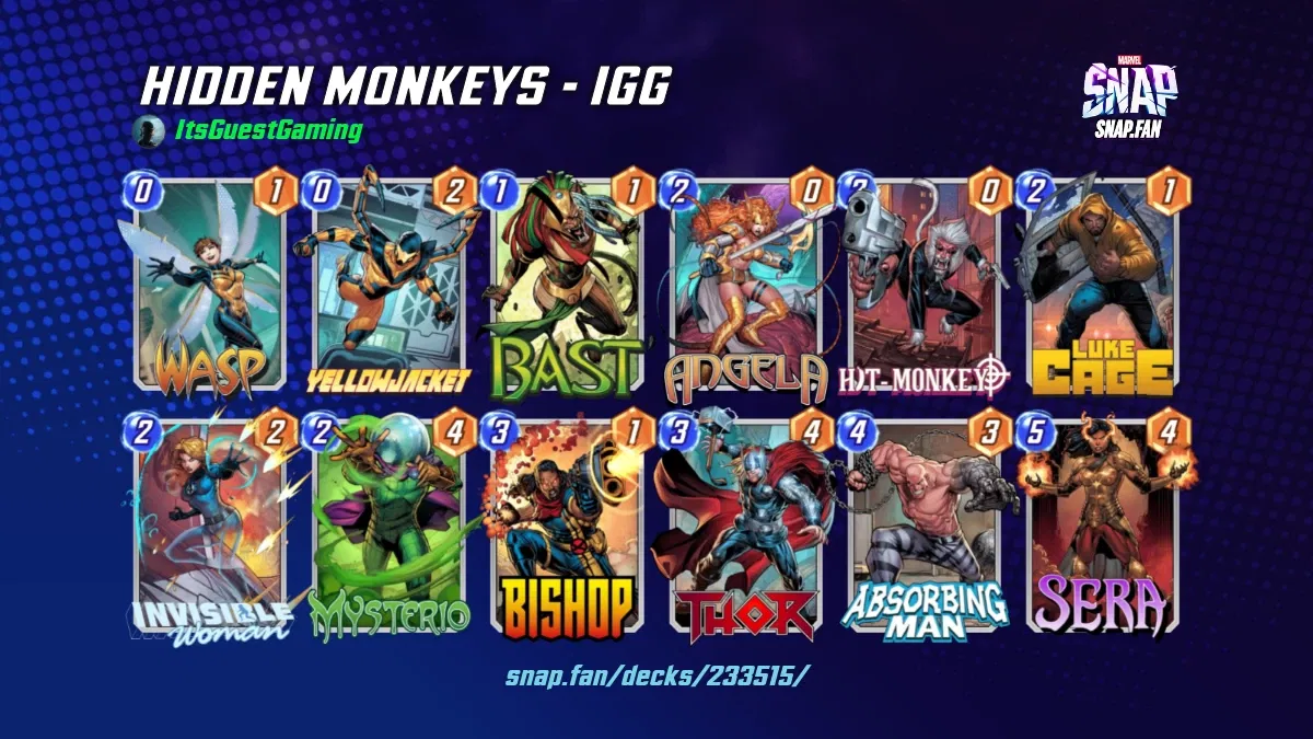 HIDDEN MONKEYS - IGG by ItsGuestGaming - Marvel Snap Decks - snap.fan