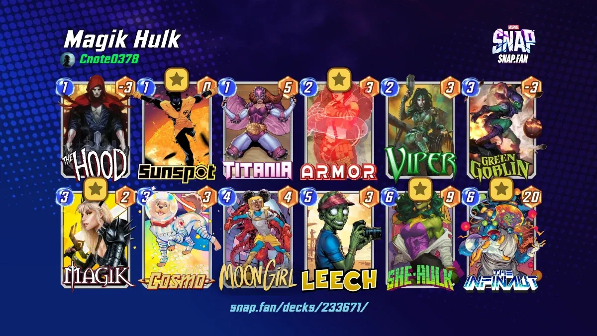 Magik Hulk by Cnote0378 - Marvel Snap Decks - snap.fan