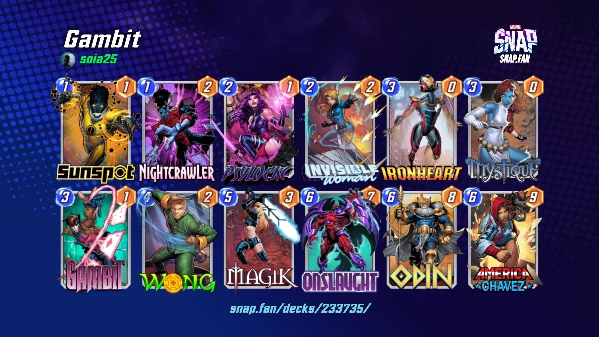 Gambit by soia25 - Marvel Snap Decks - snap.fan