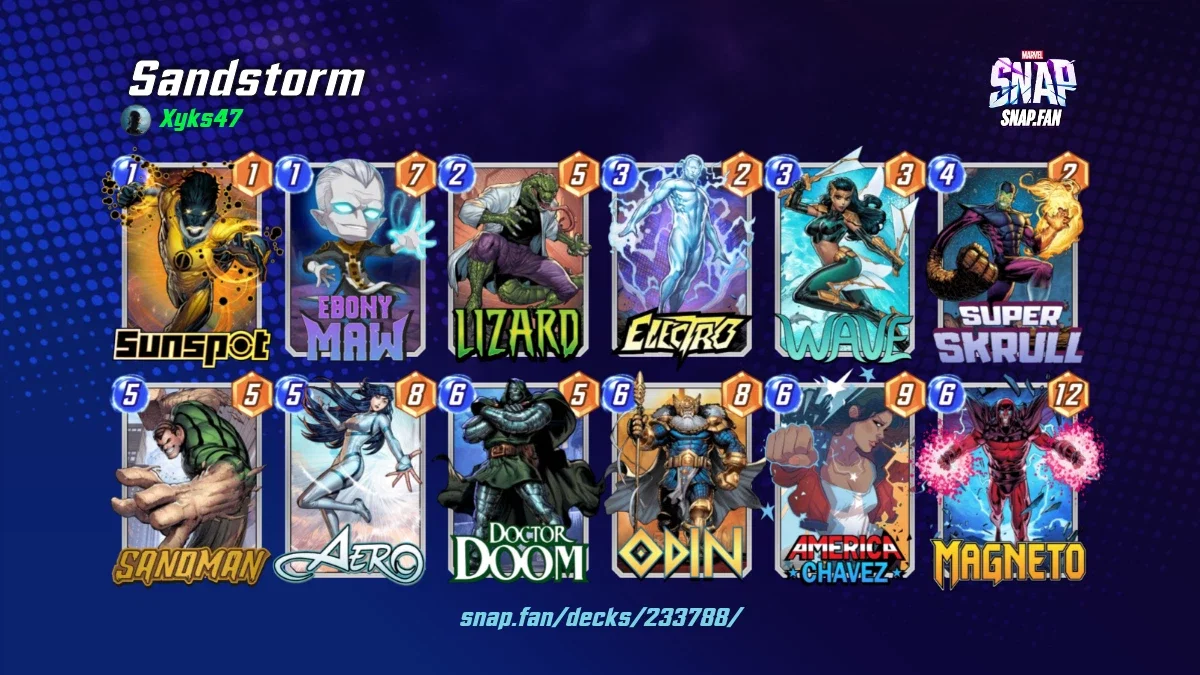 Sandstorm by Xyks47 - Marvel Snap Decks - snap.fan