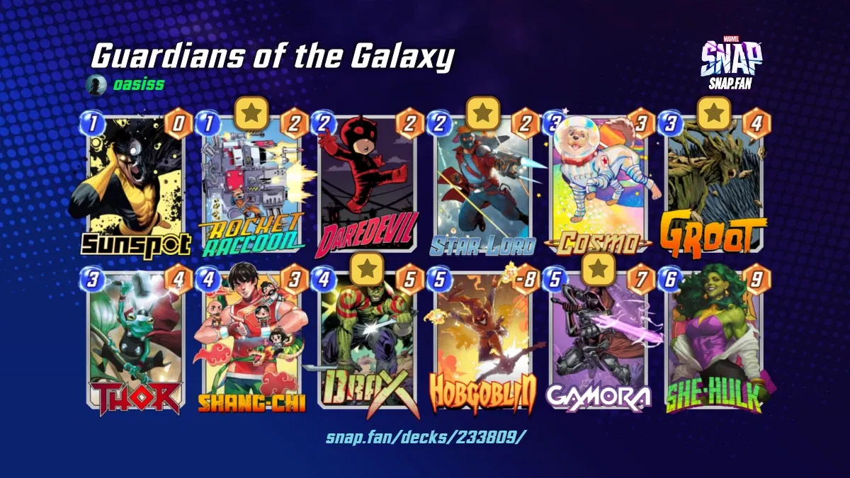Guardians of the Galaxy by oasiss - Marvel Snap Decks - snap.fan