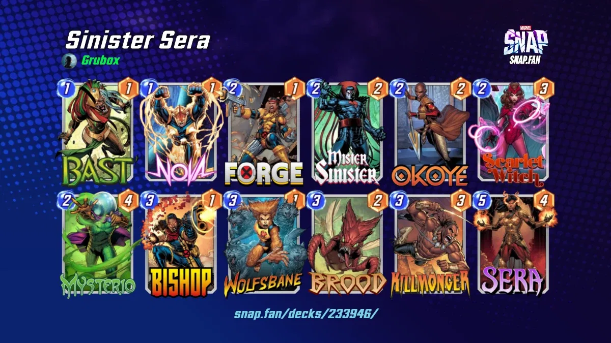 Sinister Sera by Grubox - Marvel Snap Decks - snap.fan