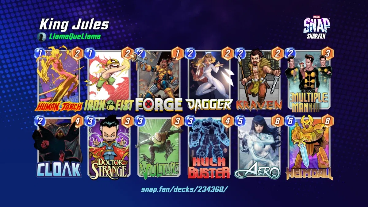 King Jules by LlamaQueLlama - Marvel Snap Decks - snap.fan
