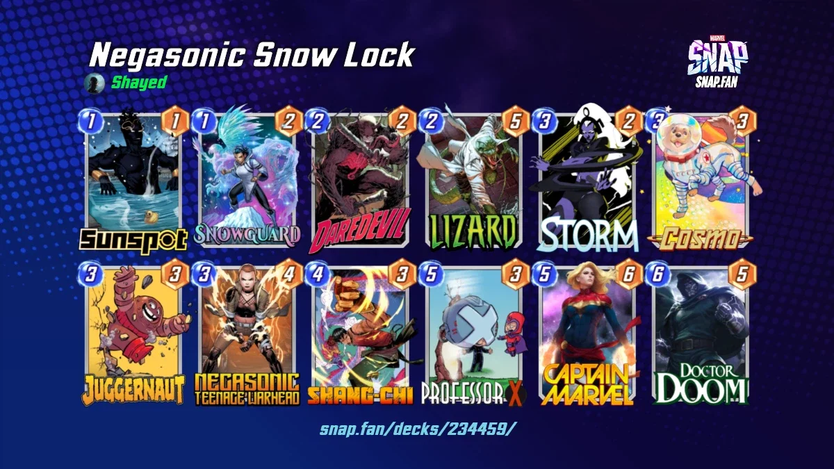 Negasonic Snow Lock by Shayed - Marvel Snap Decks - snap.fan