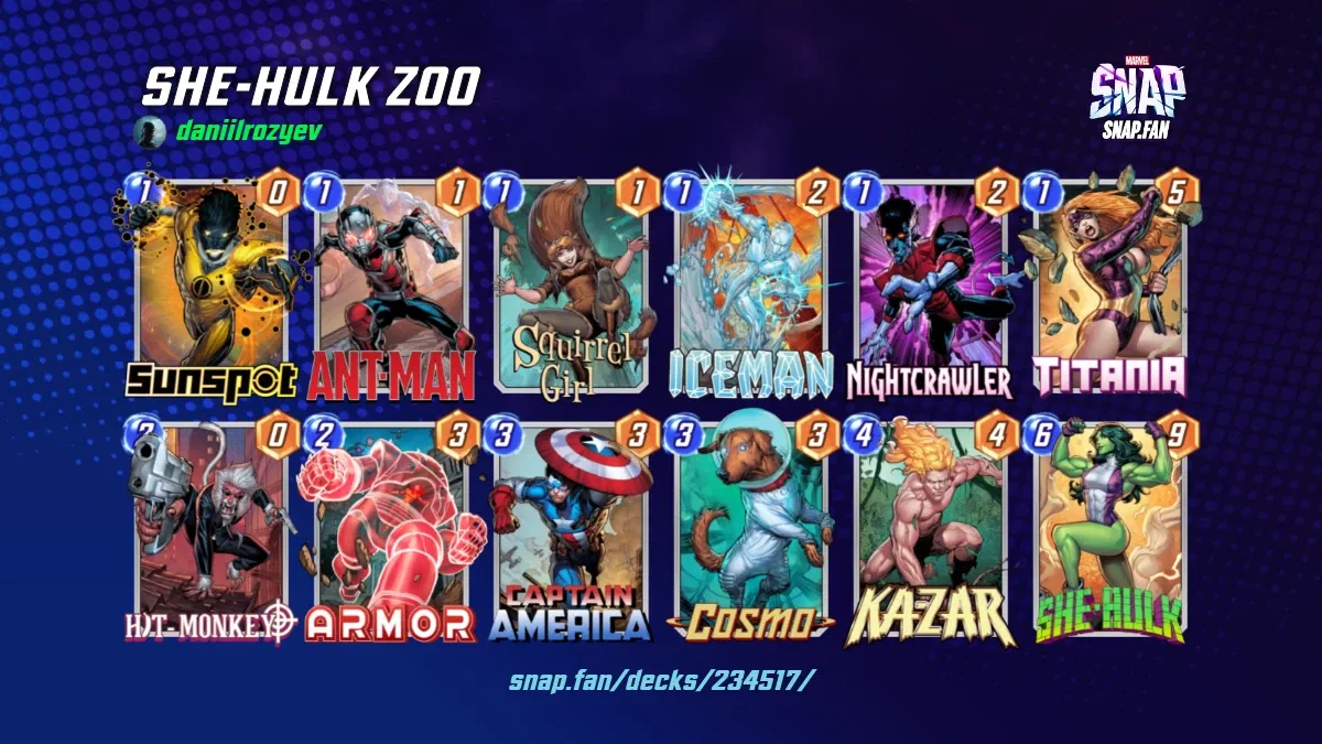 SHE-HULK ZOO by daniilrozyev - Marvel Snap Decks - snap.fan