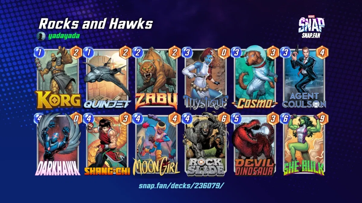 Rocks and Hawks by yadayada - Marvel Snap Decks - snap.fan