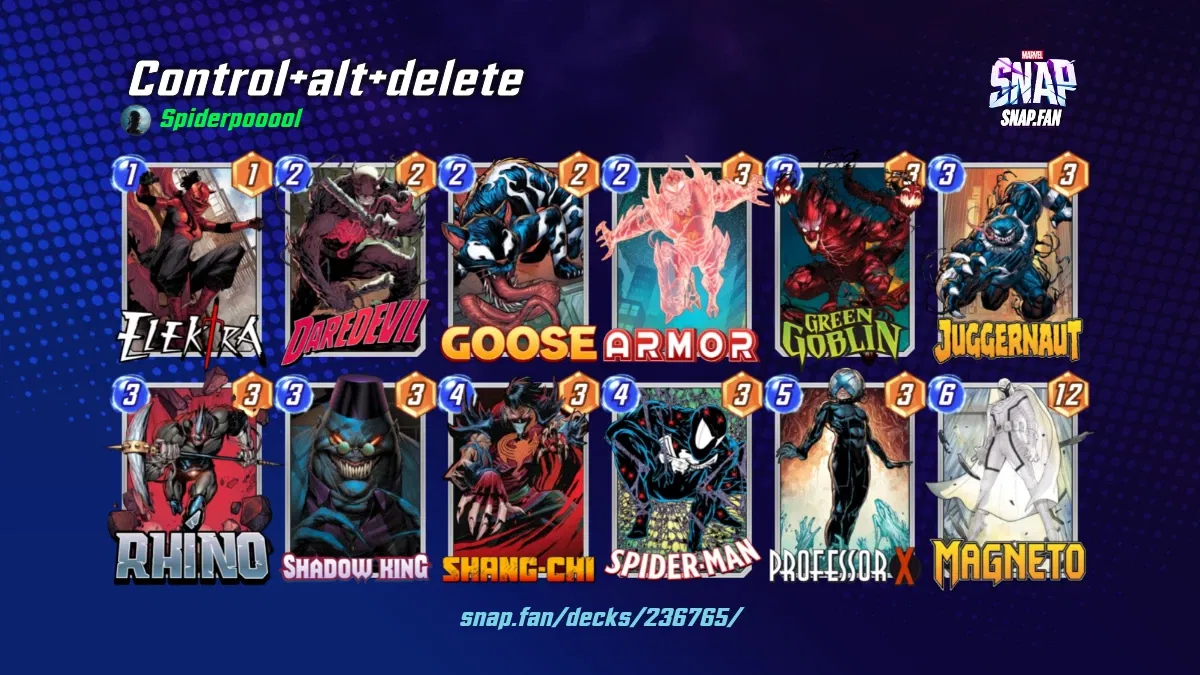Control+alt+delete by Spiderpooool - Marvel Snap Decks - snap.fan