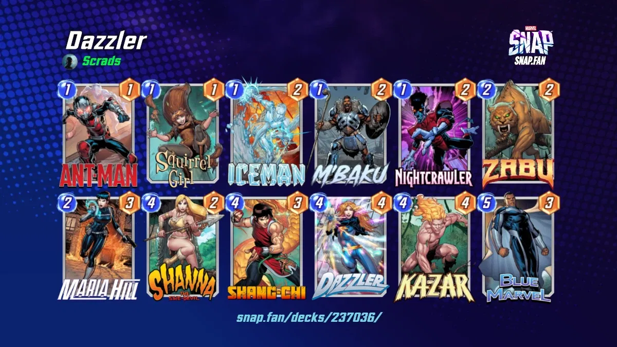 Dazzler by Scrads - Marvel Snap Decks - snap.fan