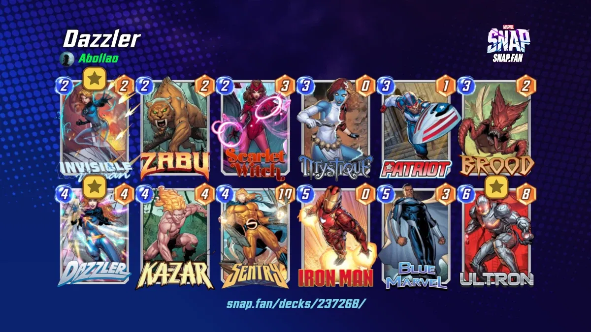 Dazzler by Abollao - Marvel Snap Decks - snap.fan