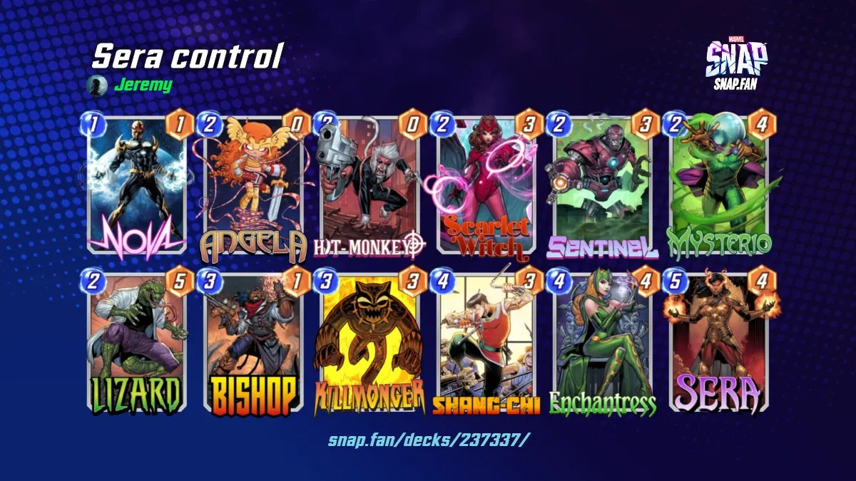 Sera control by Jeremy - Marvel Snap Decks - snap.fan