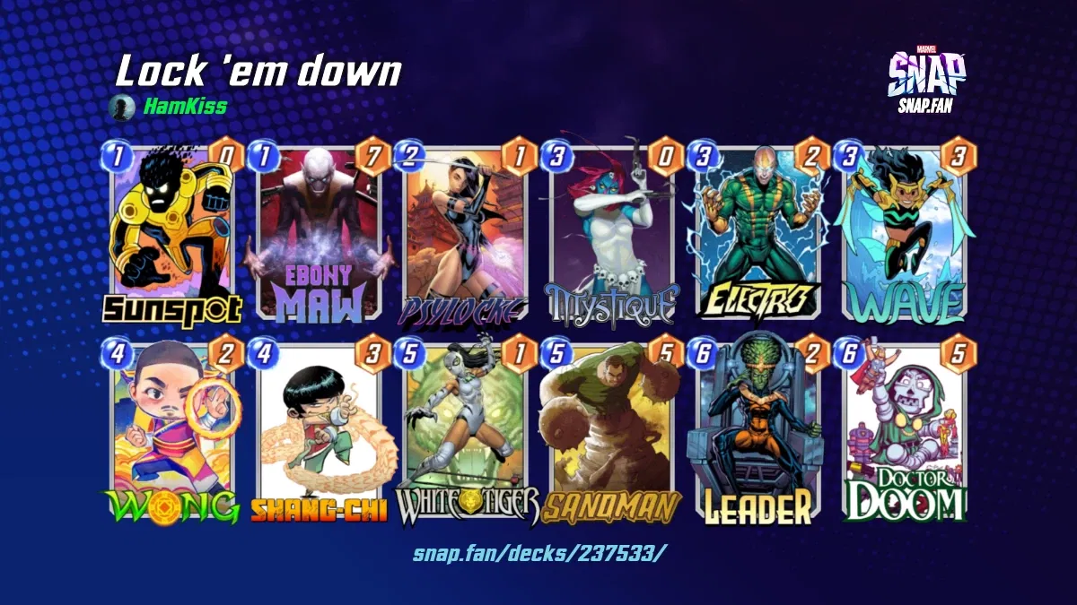 Lock 'em down by HamKiss - Marvel Snap Decks - snap.fan