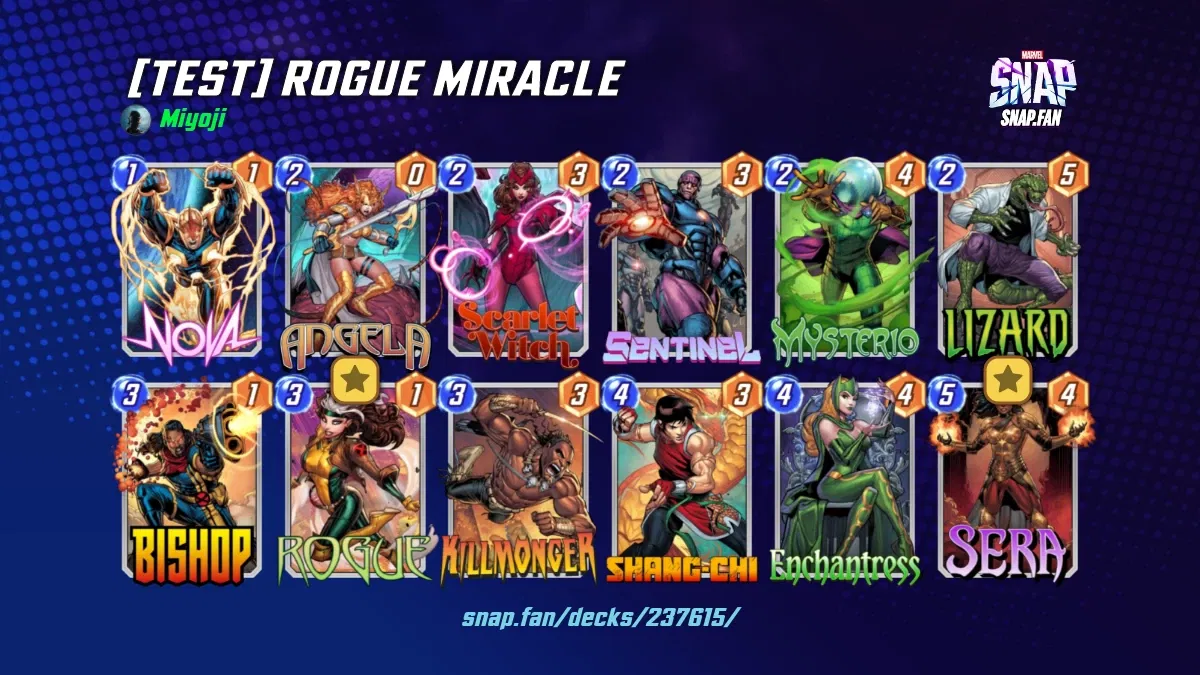 [TEST] ROGUE MIRACLE by Miyoji - Marvel Snap Decks - snap.fan