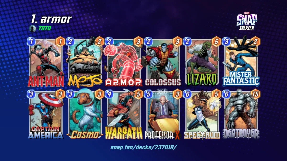 1. armor by TOTO - Marvel Snap Decks - snap.fan