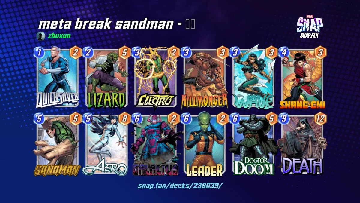 meta break sandman - 줘쑨 by zhuxun - Marvel Snap Decks - snap.fan