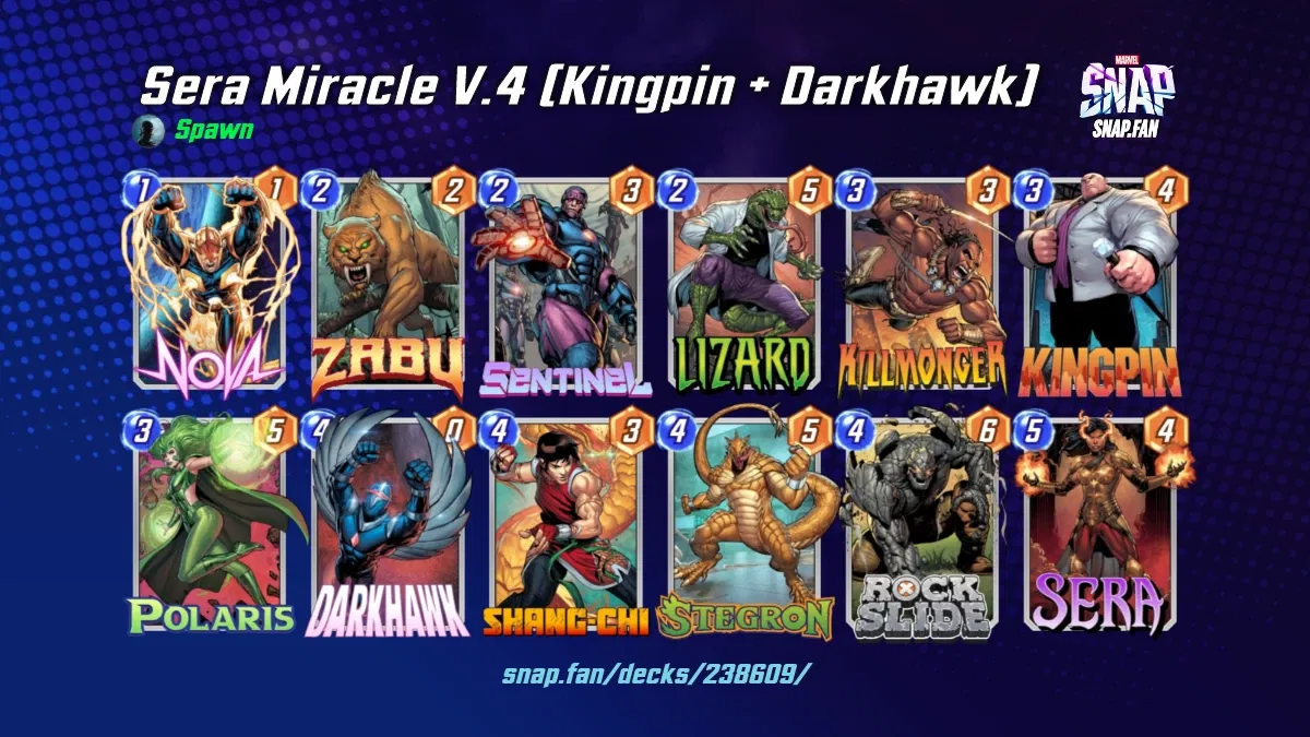 Sera Miracle V.4 (Kingpin + Darkhawk) by Spawn - Marvel Snap Decks - snap.fan