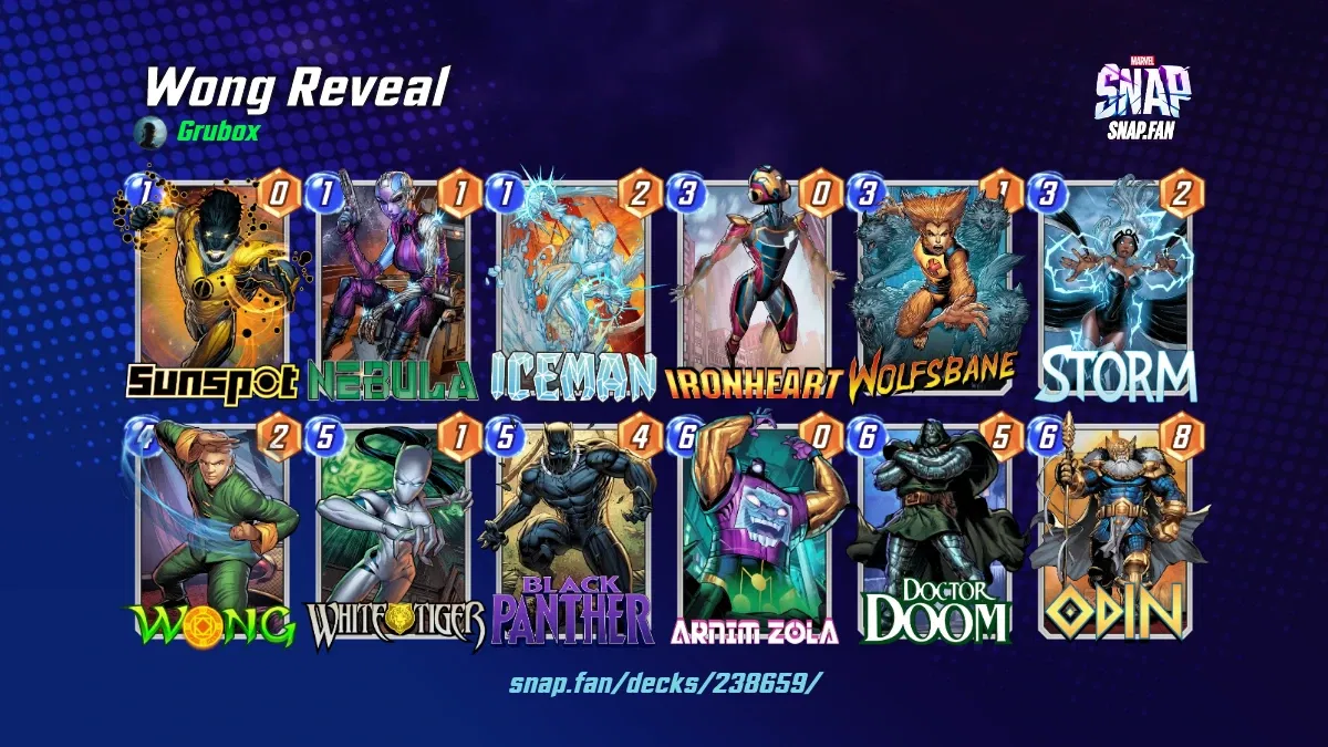 Wong Reveal by Grubox - Marvel Snap Decks - snap.fan