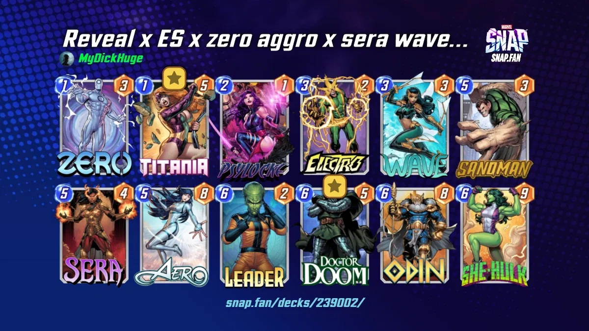 Reveal x ES x zero aggro x sera wave5 3 by MyDickHuge - Marvel Snap Decks - snap.fan