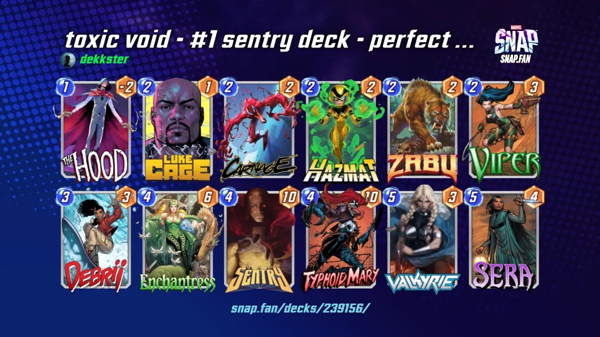 toxic void - #1 sentry deck - perfect 12? by dekkster - Marvel Snap Decks - snap.fan