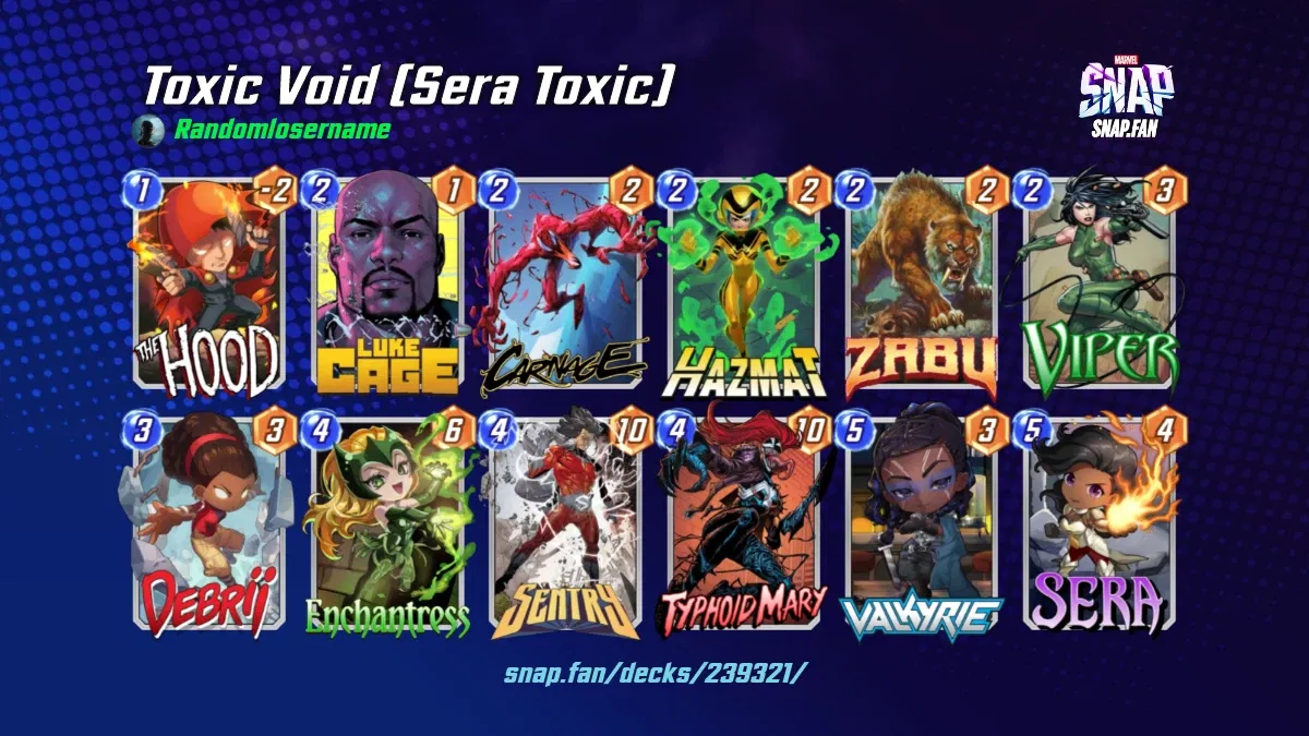 Toxic Void (Sera Toxic) by Randomlosername - Marvel Snap Decks - snap.fan
