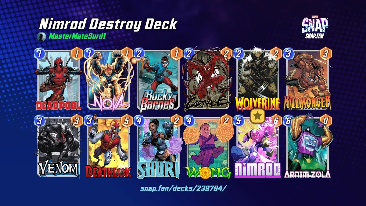 Nimrod Destroy Deck by MasterMateSurd1 - Marvel Snap Decks - snap.fan