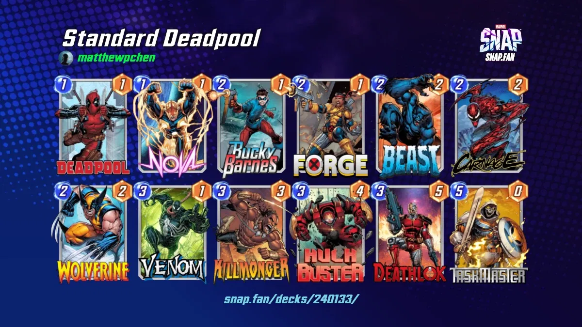 Standard Deadpool by matthewpchen - Marvel Snap Decks - snap.fan