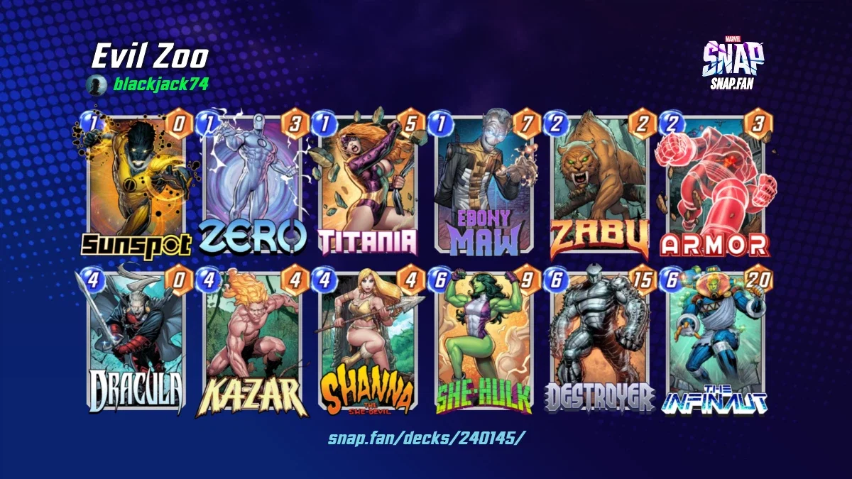 Evil Zoo by blackjack74 - Marvel Snap Decks - snap.fan