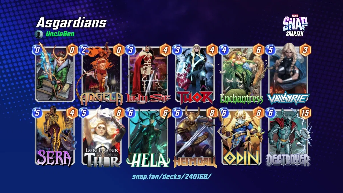 Asgardians by UncleBen - Marvel Snap Decks - snap.fan