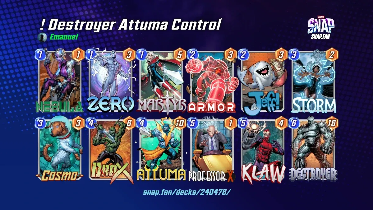 ! Destroyer Attuma Control by Emanuel - Marvel Snap Decks - snap.fan