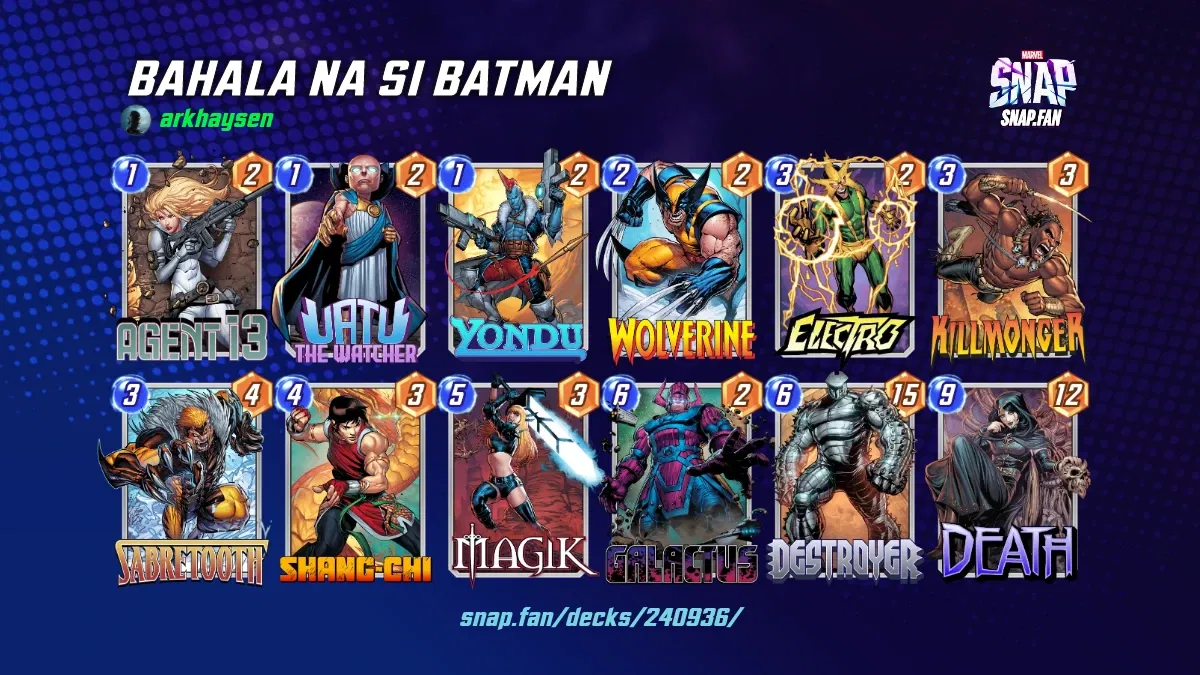 BAHALA NA SI BATMAN by arkhaysen - Marvel Snap Decks - snap.fan
