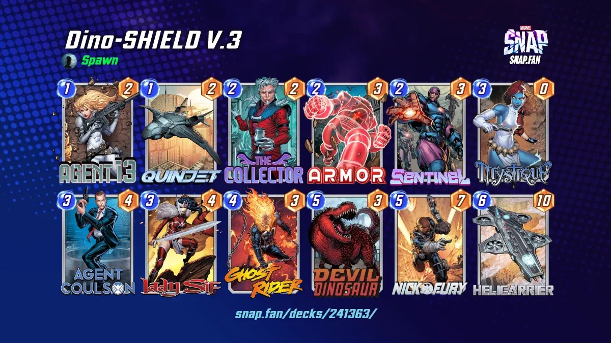 Dino-SHIELD V.3 by Spawn - Marvel Snap Decks - snap.fan