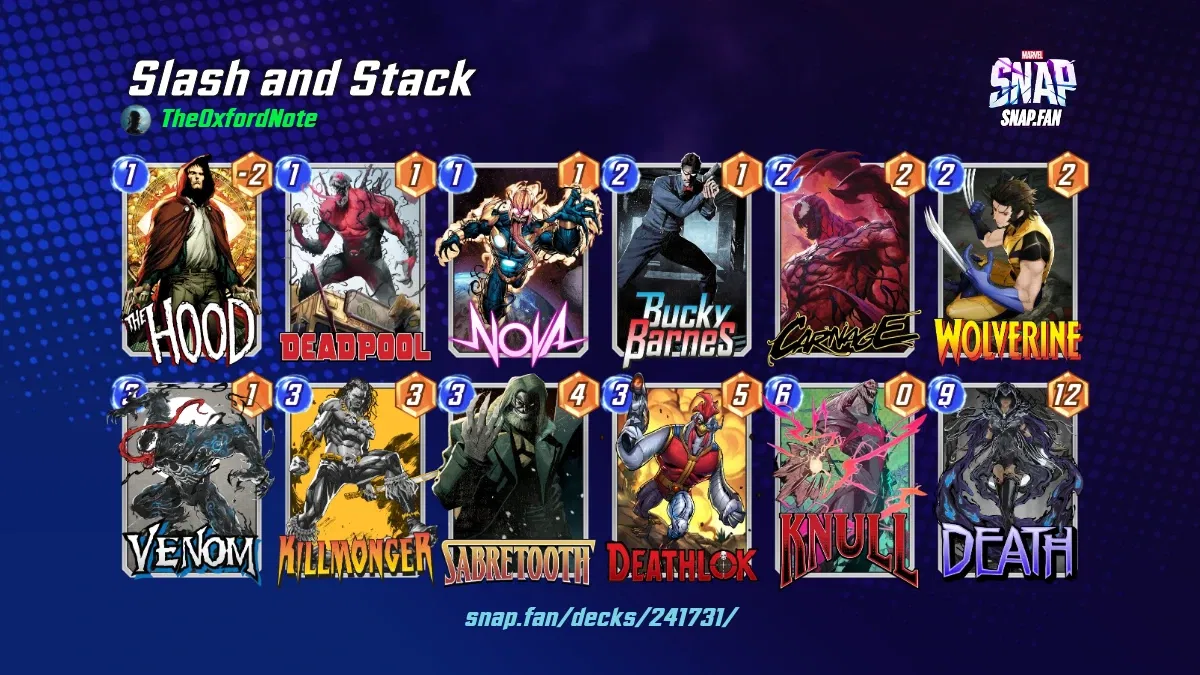 Slash and Stack by TheOxfordNote - Marvel Snap Decks - snap.fan
