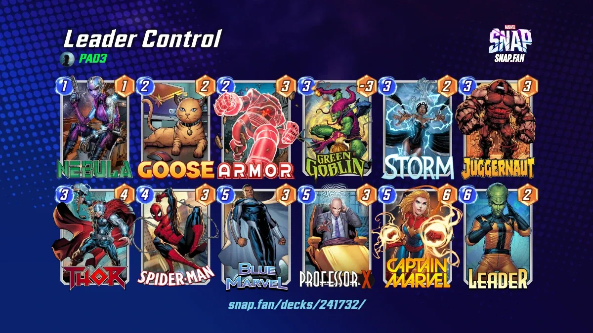 Leader Control by PAD3 - Marvel Snap Decks - snap.fan