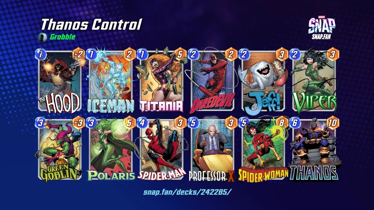 Thanos Control by Grobble - Marvel Snap Decks - snap.fan