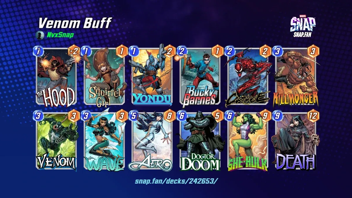 Venom Buff by NvxSnap - Marvel Snap Decks - snap.fan