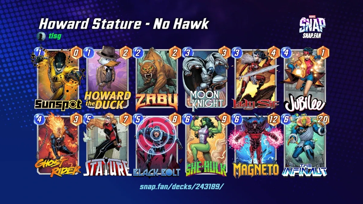 Howard Stature - No Hawk by tlsg - Marvel Snap Decks - snap.fan