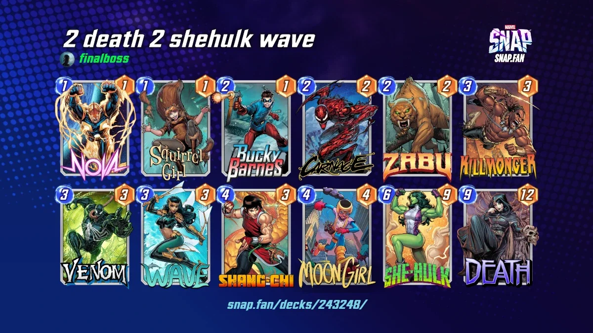 2 death 2 shehulk wave by finalboss - Marvel Snap Decks - snap.fan
