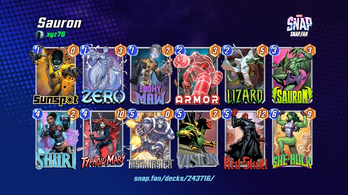 Sauron by xyz76 - Marvel Snap Decks - snap.fan