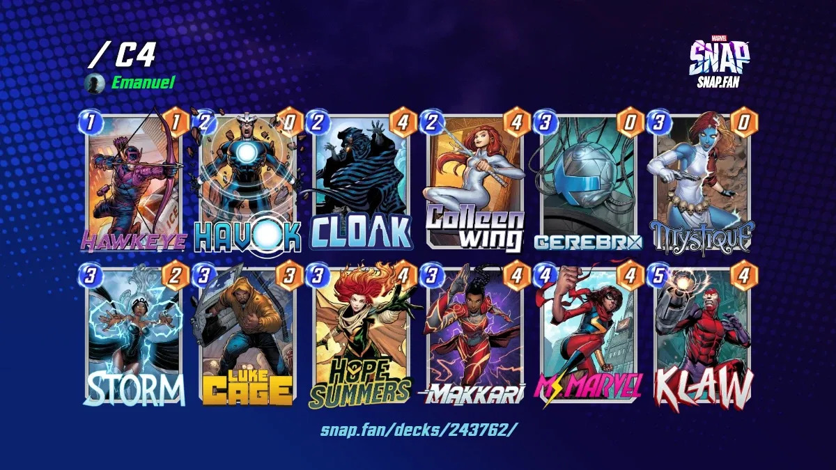 C4 Crystal by Emanuel - Marvel Snap Decks - snap.fan